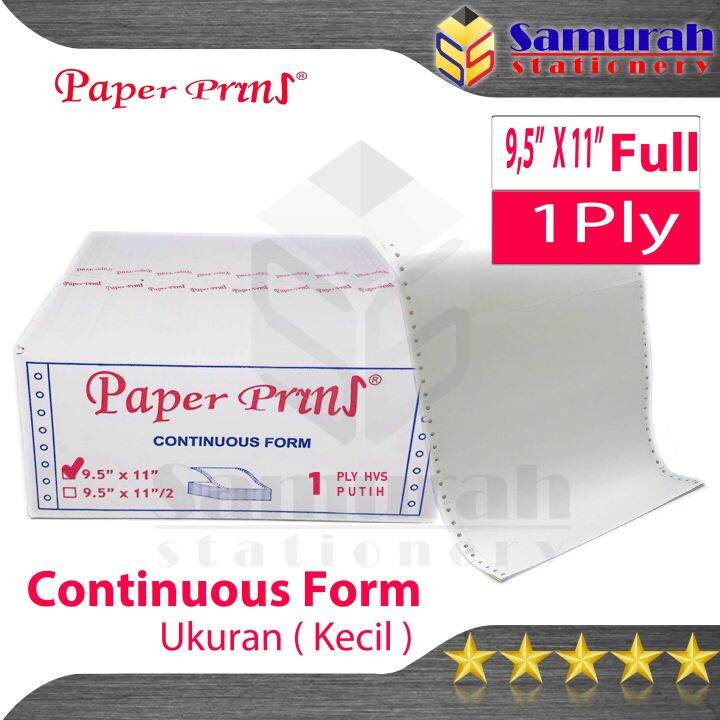 Kertas Continuous Form Paper Prins 9,5 x 11" ( Full ) Atau 9,5 x 11/2 ...