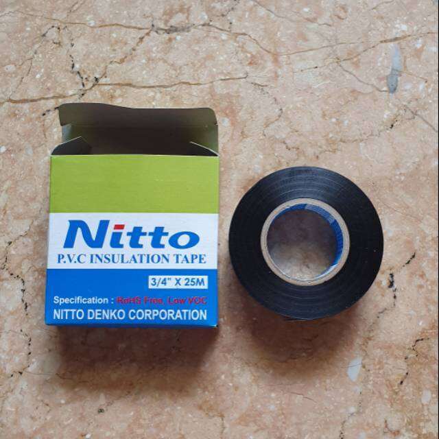 Isolasi PVC Nitto Insulation Tape Listrik kabel Lakban Lem Hitam 3/4 ...
