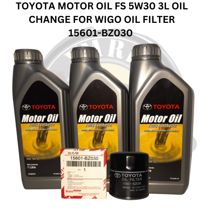 TOYOTA MOTOR OIL FS 5W30 3L OIL CHANGE FOR WIGO OIL FILTER 15601-BZ030 ...