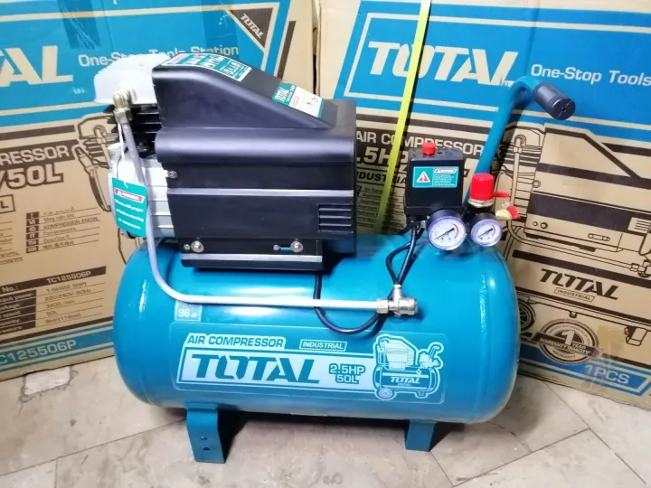 TOTAL AIR COMPRESSOR 2.5HP 50L TC125506P (Blue) | Lazada PH