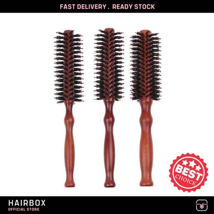PROFESSIONAL Anti-Static Wooden Hair Round Brush (Straight Teeth) (HB ...