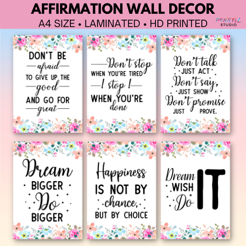 Flower Self Affirmation Laminated Wall Decor A4 Size Inspirational ...