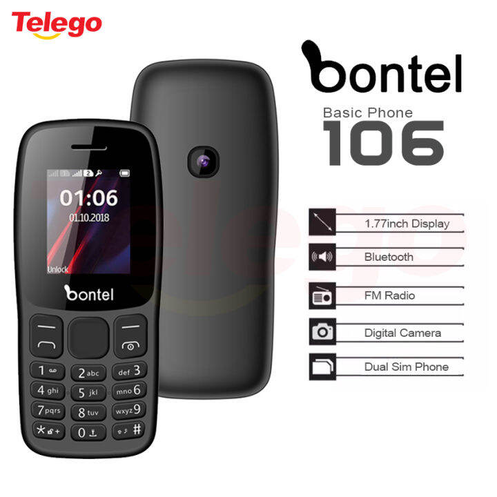 Telego T106 / Bontel 106 Basic Mobile Phone 750mAh Dual Sim with MP3, MP4 Wireless FM Radio ...