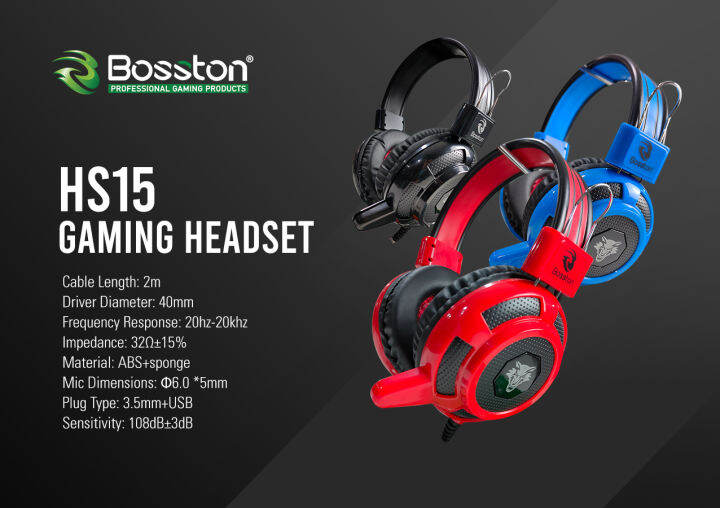Bosston HS15 Gaming Headset Without Light Black/Red/Blue | Lazada PH