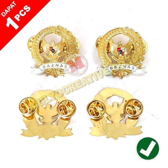 Bros Baznas Pin Logo Badan Amil Zakat Nasional Model Padi Kapas Lencana ...