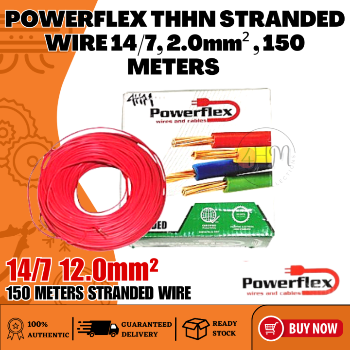 4HMC ORIGINAL POWERFLEX THHN Stranded Wire 14/7, 2.0mm² , 150 meters ASSORTED COLORS | Lazada PH