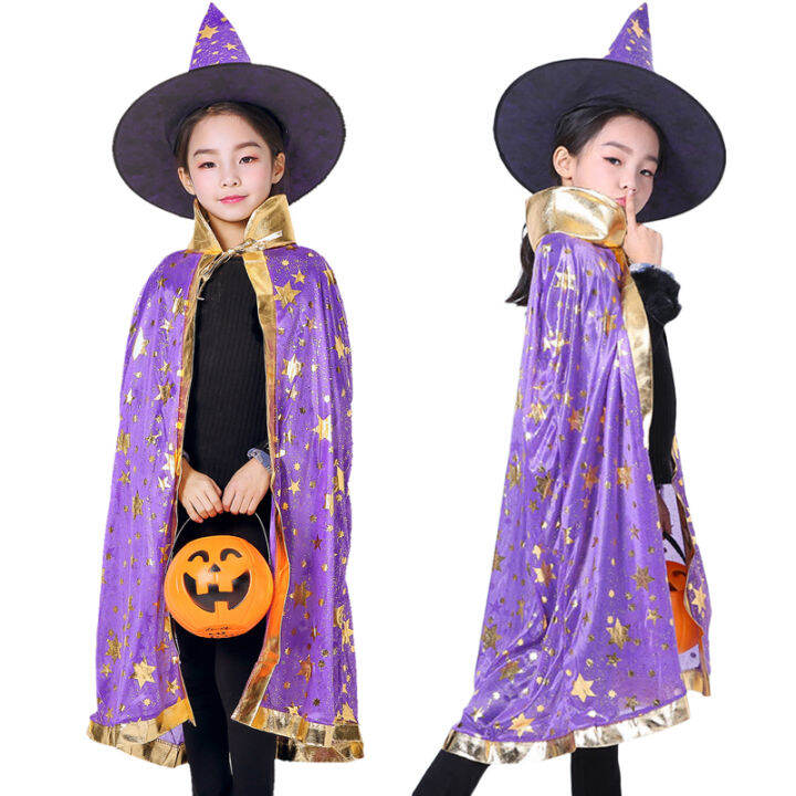 Pickmine 2023เสื้อคลุมฮาโลวีนพร้อมหมวกสำหรับเด็กเด็กผู้หญิงเด็กผู้ชายคอตั้งดาวสีบรอนซ์แวววาวแบบ ...