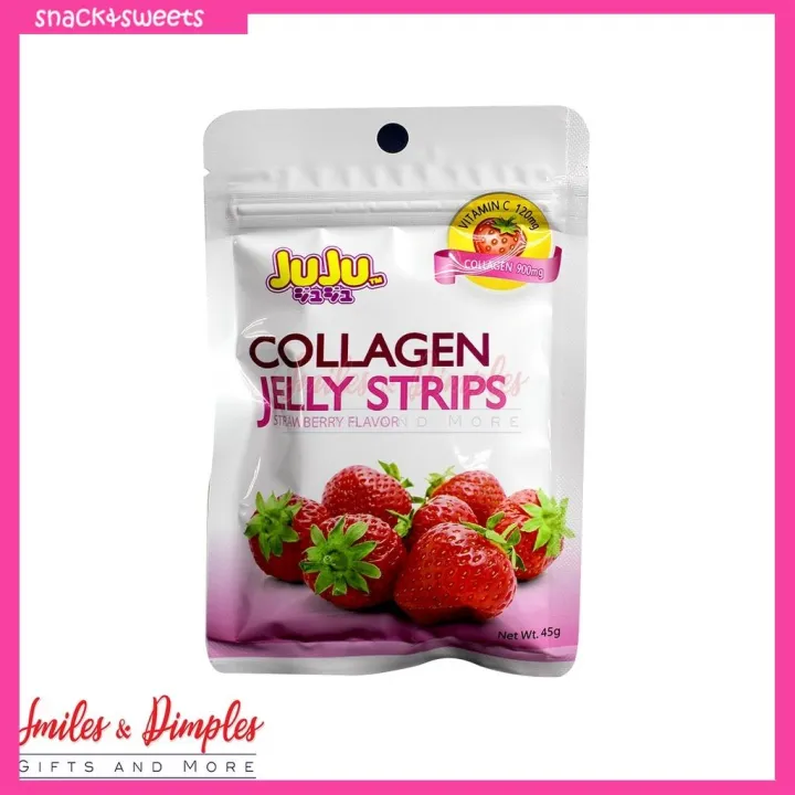 Snack Sweets JUJU COLLAGEN JELLY STRIPS STRAWBERRY FLAVOR 45g (Jelly ...