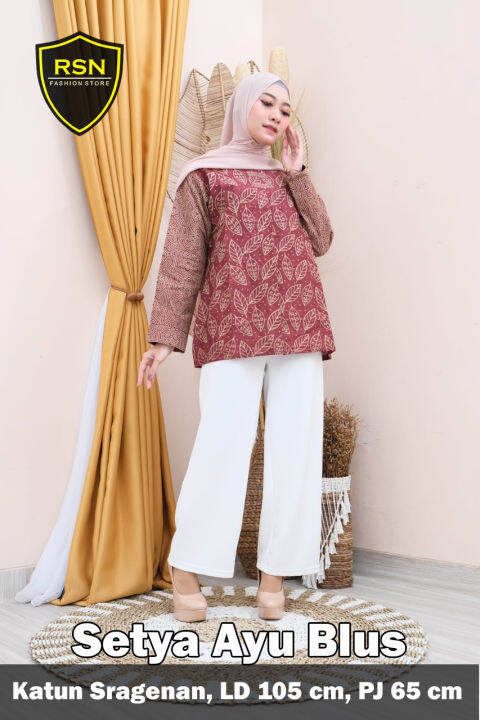 Blus Batik Modern Murah Atasan Formal Terlaris Baju Batik Wanita Dewasa ...