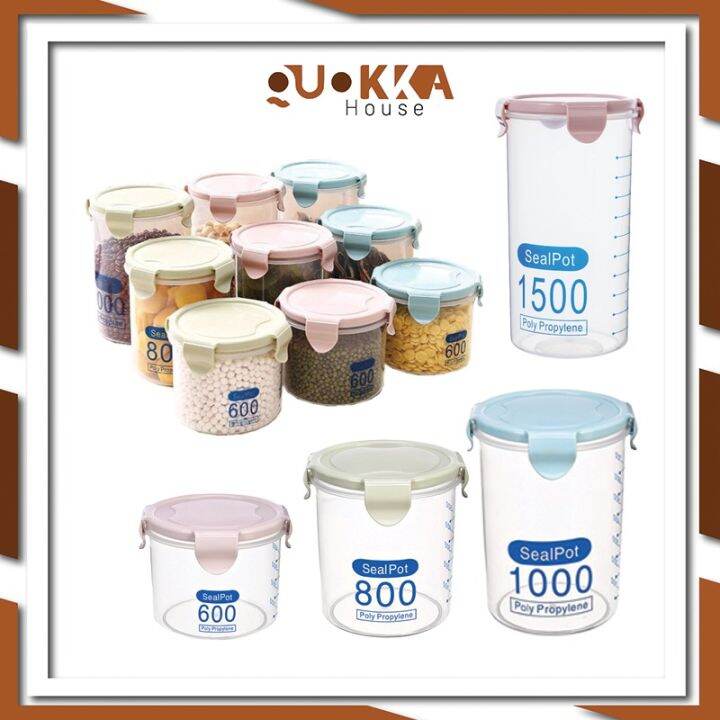 Transparent Airtight Food Storage Bottle Plastic Round Shape Multigrain Storage Bottle Botol ...