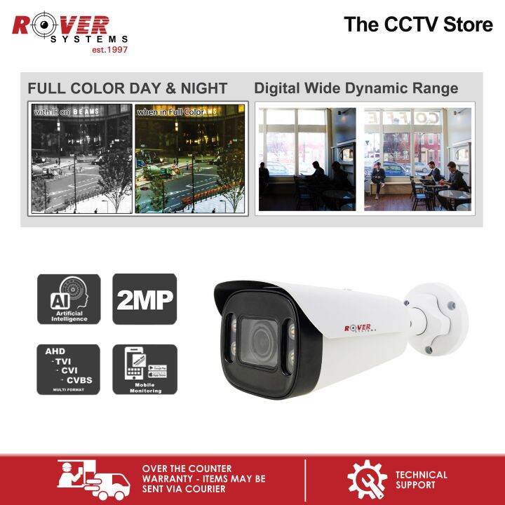 Rover Systems 2.0MP 4in1 Full Color Bullet IR Varifocal Outdoor CCTV ...