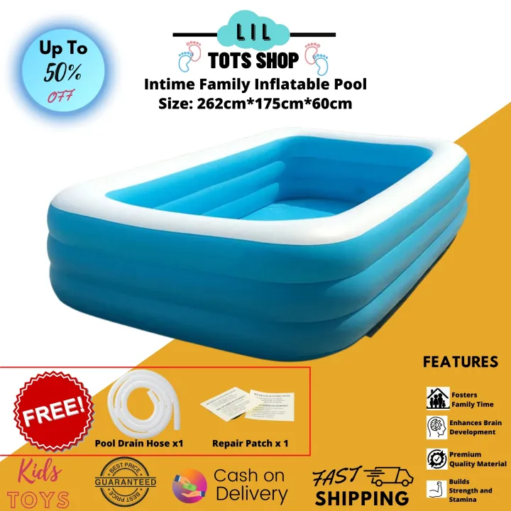 Lil Tots Swimming Pool 3 Layer Extra Large Rectangular Inflatable ...