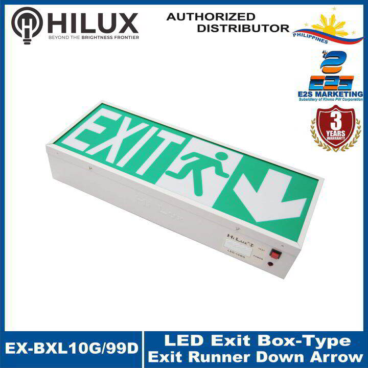 HiLux LED Exit Box-Type Exit Runner Down Arrow EX-BXL10G/99D (Green ...