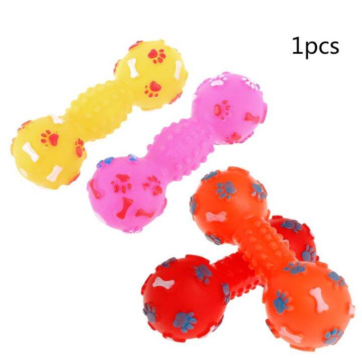 Rubber Barbell Soft Chew Bite Molar Teeth Toys Play Funny Footprint ...