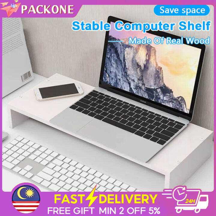 PACKONE Wooden Monitor Organizer Desktop Rack Organizer Computer ...