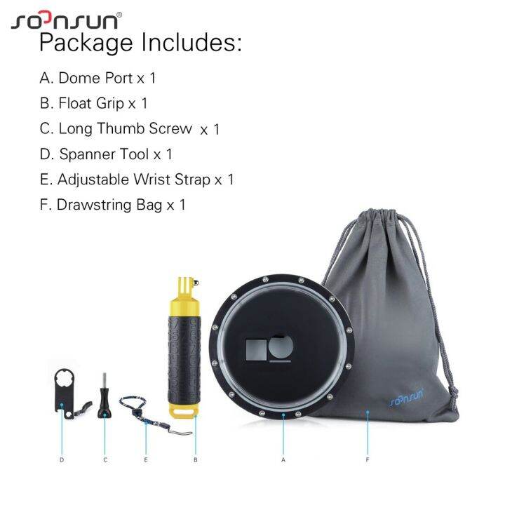 SOONSUN พอร์ตโดมสำหรับกล้อง DJI Osmo Action 1,พอร์ตโดมดำน้ำใต้น้ำพร้อม ...
