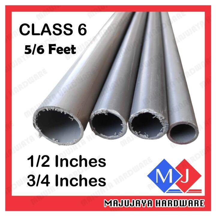 5ft / 6ft CLASS 6 EACH 1/2'' , 3/4'' PVC Pipe Paip Air Plastik Bina BBB Pipe Kelabu Grey Tebal ...