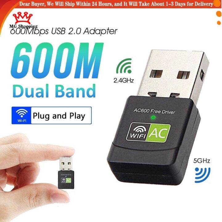 600Mbps WiFi Adapter 2.4G/5GHz USB Wifi Dongle 2 in 1 Bluetooth Adapter WiFi Receiver For PC ...