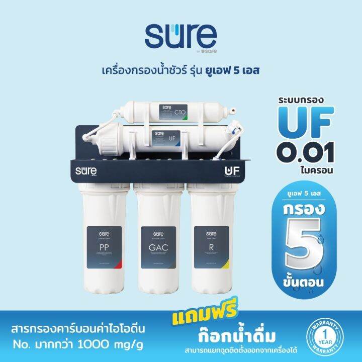 SAFE เครื่องกรองน้ำดื่มเซฟ 5 ขั้นตอน ระบบ UF รุ่น SURE UF-5S | เหมาะสำหรับกรองน้ำประปา* | Lazada ...
