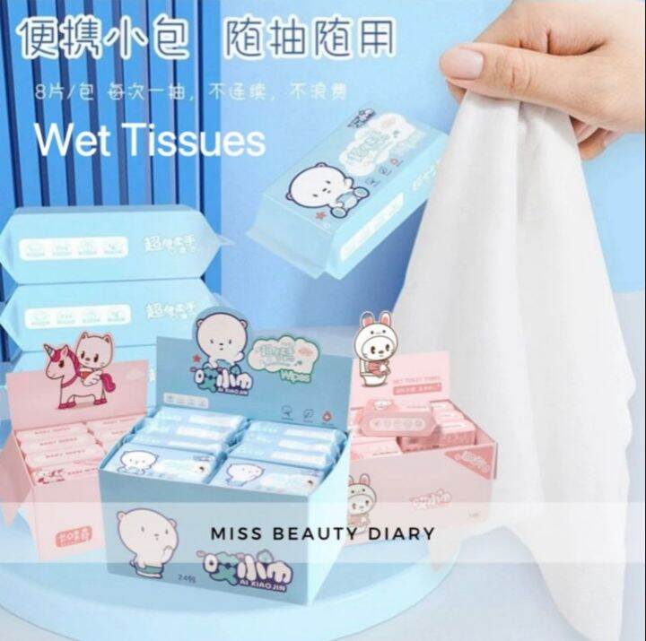 【Ready Stock】迷你湿纸巾Super Mini Wet Tissue Wet Wipes Pack Portable Hand ...