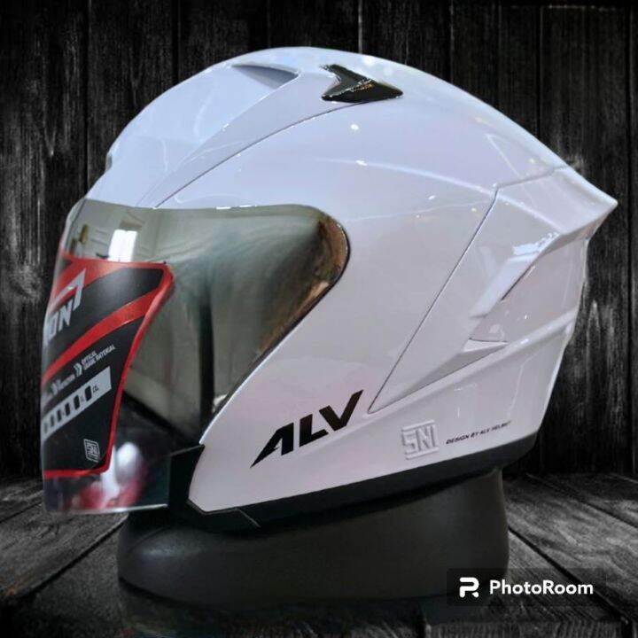 Helm Half Face ALV ULTRON Kekinian Kaca Silver Putih Terviral | Lazada ...