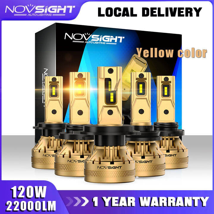 Novsight N37Y 22000LM H4 H7 H11 HB3 HB4 high low beam LED headlight bulbs 120W/pair fog lights ...