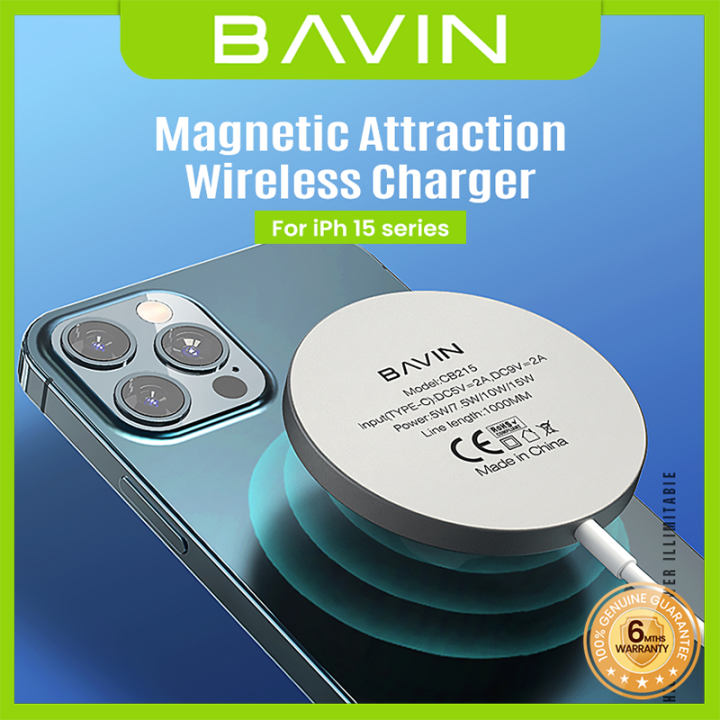 BAVIN CB215 Qi Magnetic Wireless & Ultra Thin Fast Charger w/ 5W/10W/15W PD Widely Compatible ...