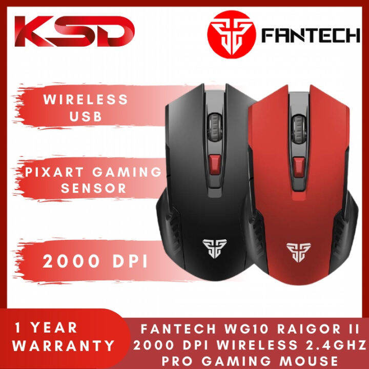 Fantech WG10 Raigor II 2000 DPI Wireless 2.4GHz Pro Gaming Mouse (Black ...