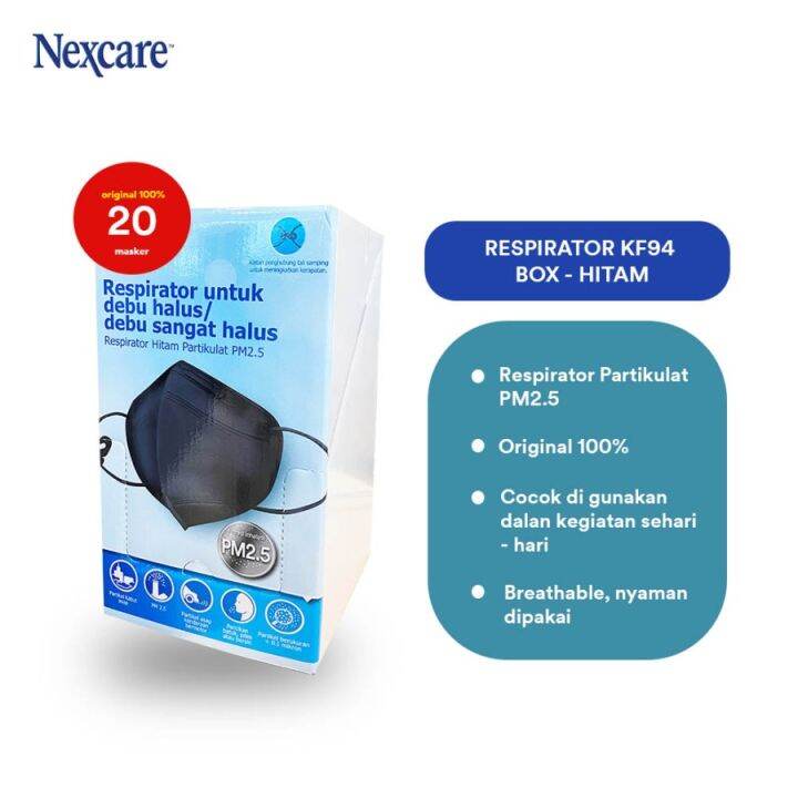 3M Nexcare Masker Kesehatan Respirator KF94 Setara KN95 Black - 1 Box ...