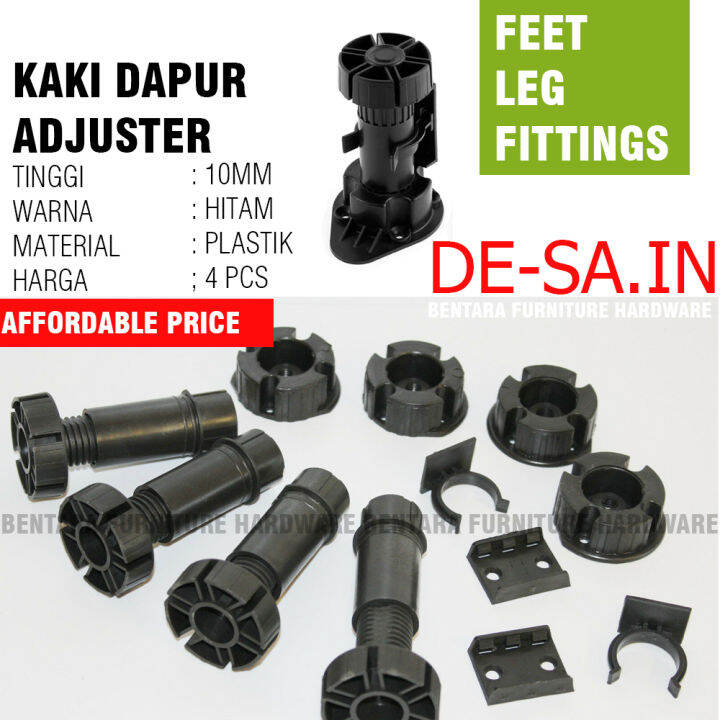 4 x Twin Kitchen Unit Leg - Leg Adjuster Kaki Dapur (Kitchen Set) 10 CM ...