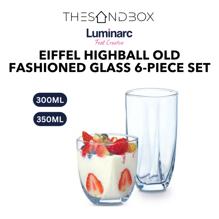 Luminarc Eiffel Highball Old Fashioned Glass 6-Piece Set [ Cocktail ...