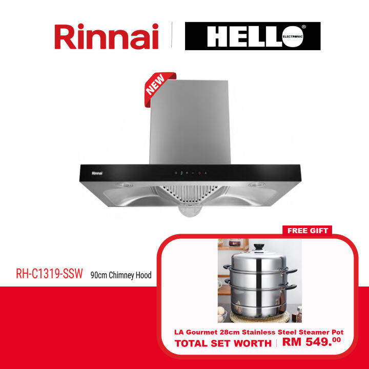 Rinnai 90cm Chimney Hood Built In Hood RH-C1319-SSW | Lazada