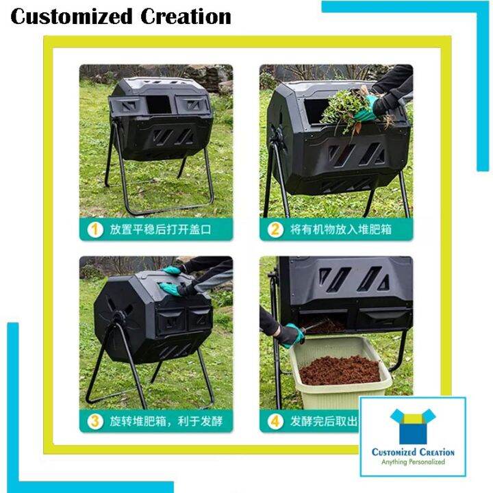 160L Compost Bin with 2 Chambers Dual Rotating | Lazada PH