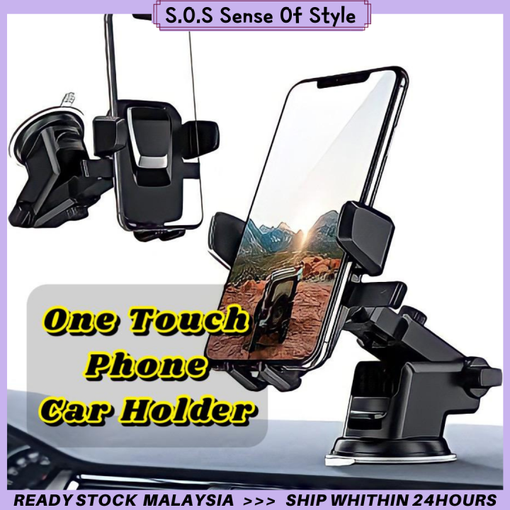Long Neck One-Touch Car Mount Mobile Phone Holder Rotating Car Windshield Dashboard With Silicon ...