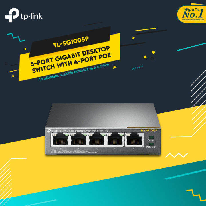 tp-link TL-SG1005P 5-Port Gigabit Desktop Switch with 4-Port PoE | JetStream Switch | Desktop ...
