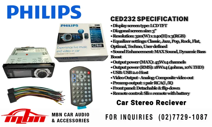 Philips CED232 1DIN Car Stereo Reciever | Lazada PH