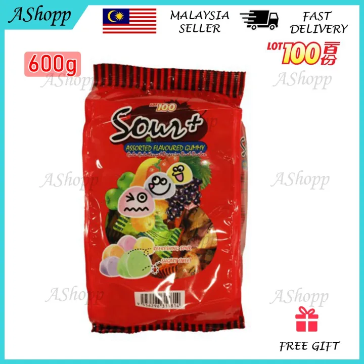 AShopp Lot 100 Sour Plus. 600g 150pcs Gula Masam Mixed Fruit Campuran ...