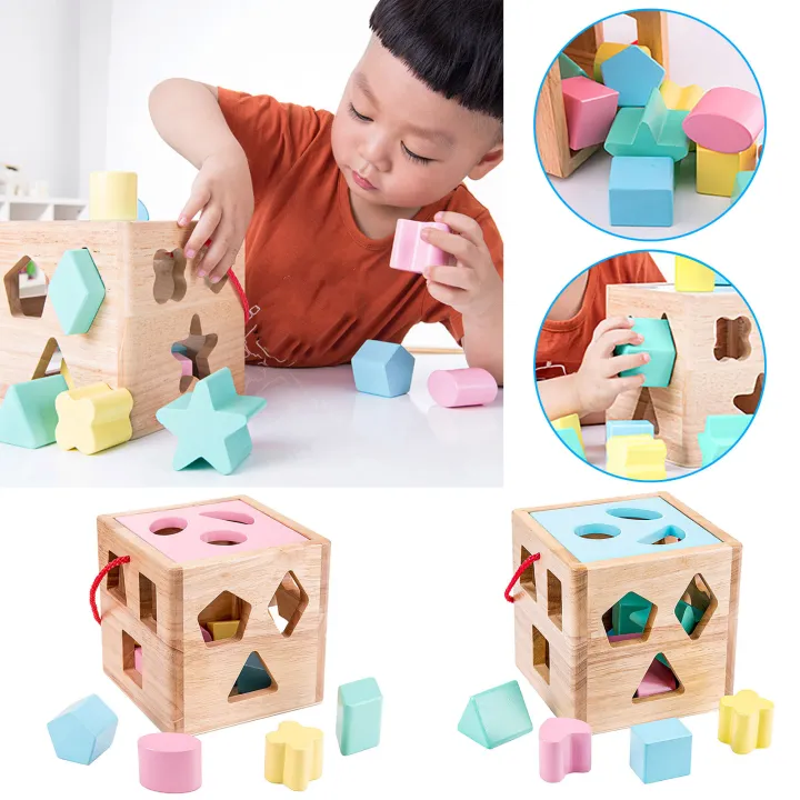 Macaron Blue Pink Portable Shape Matching Intelligence Box Early ...