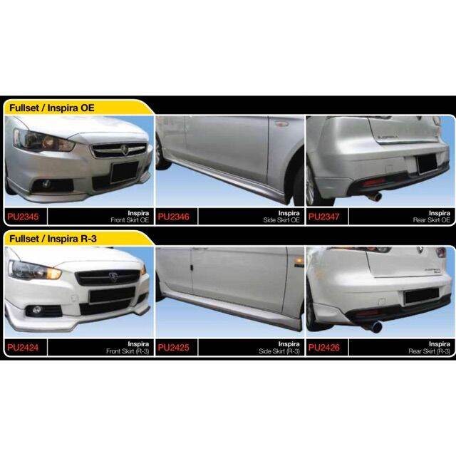 Proton inspira oem r3 bodykit body kit front side rear skirt lip ...