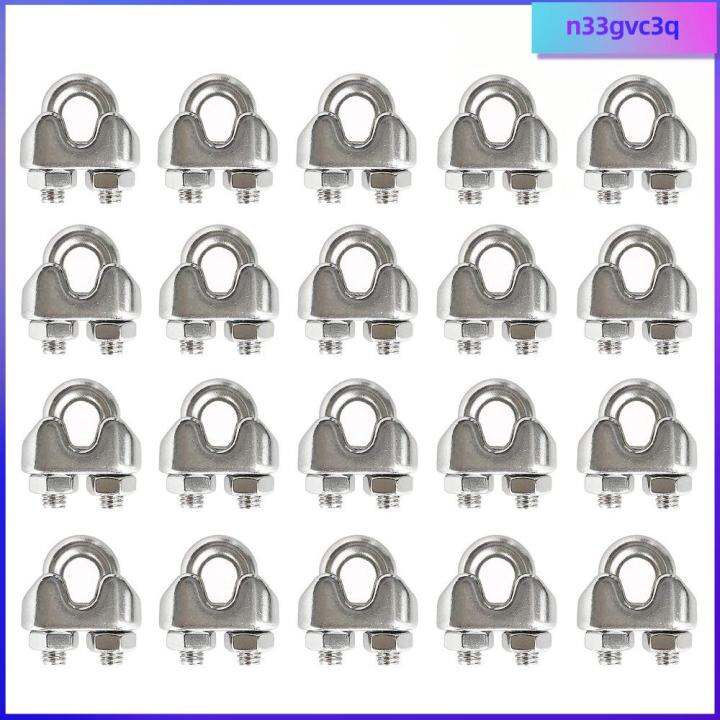 N33GVC3Q 20PCS M3 Wire Rope Clamp Clip 304 Stainless Steel 1/8 Inch U ...