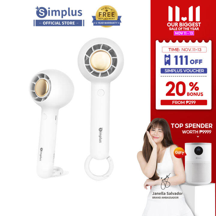 Simplus Mini Portable Fan Rechargable Bladeless Turbo Ultra-Quite Hand ...