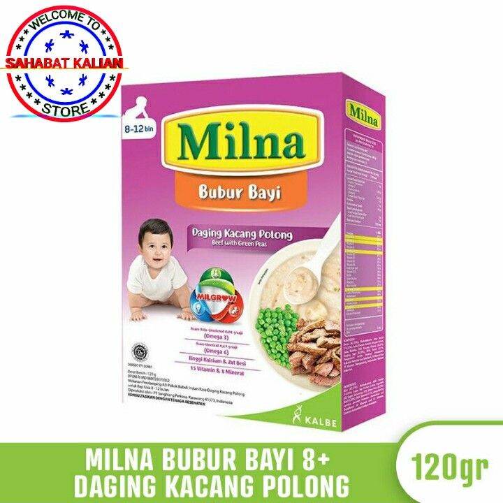 MILNA BUBUR BAYI DAGING KACANG POLONG 8 - 12 BULAN 120GR PER 1 BOX ...
