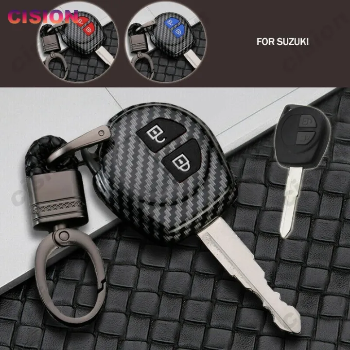 Carbon Fiber ABS Remote Key Case Cover Keychain For Suzuki Alto Celerio ...