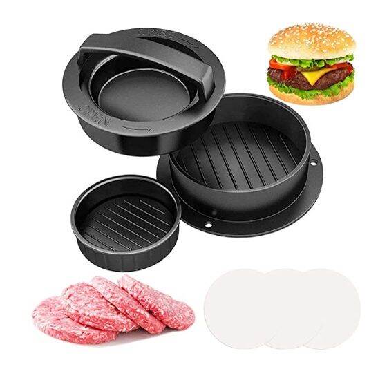 Non Stick 3 IN 1 Stuffed Burger Press Hamburger Patty Molds Maker ...