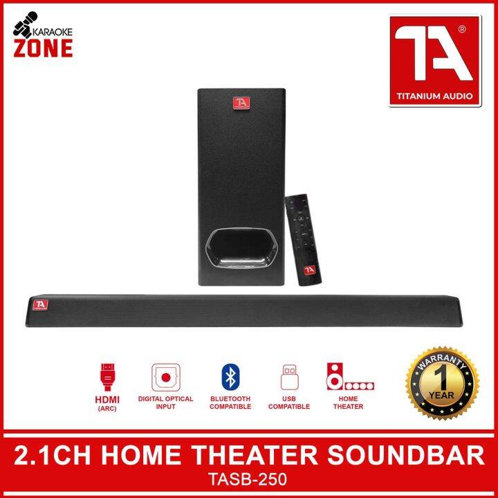 Titanium Audio TASB 250 Sound Bar With Subwoofer /2.1 CH Bluetooth ...