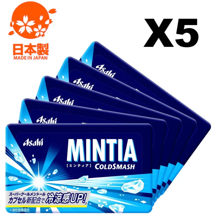 MINTIA Sugarless Mint candy, Cold Smash 50 Tablets (7g) x 5, Sugarless Mint tablets, Asahi Group ...