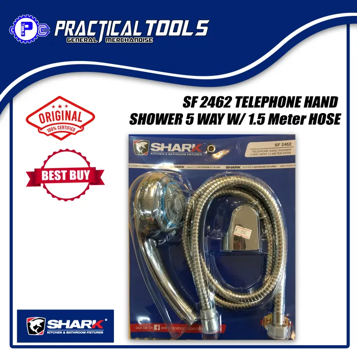 SHARK SF2462 TELEPHONE HAND SHOWER 5 WAY WITH 1.5METER HOSE | Lazada PH