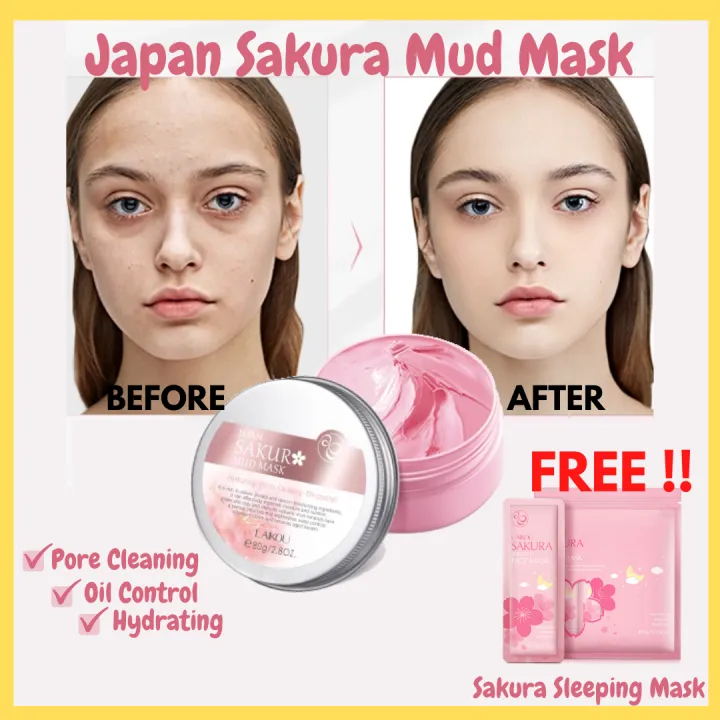Japan Sakura Mud mask Hydrating Oil control Pore cleaning Moisturizing ...