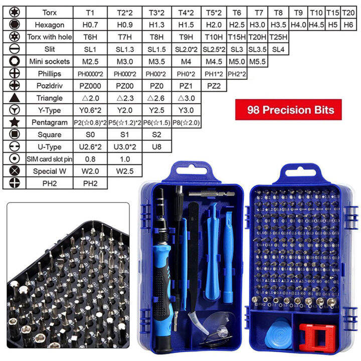 Magnetic Precision Screwdriver Set 115 in 1 Mini Repair Kits PC Phone Laptop Camera Hand Tool ...