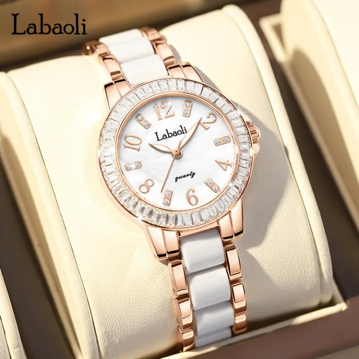 Labaoli นาฬิกาข้อมือสตรีใหม่ดูสดแหวนเพชรผู้หญิงเซรามิก LA202นาฬิกาควอตซ์ | Lazada.co.th
